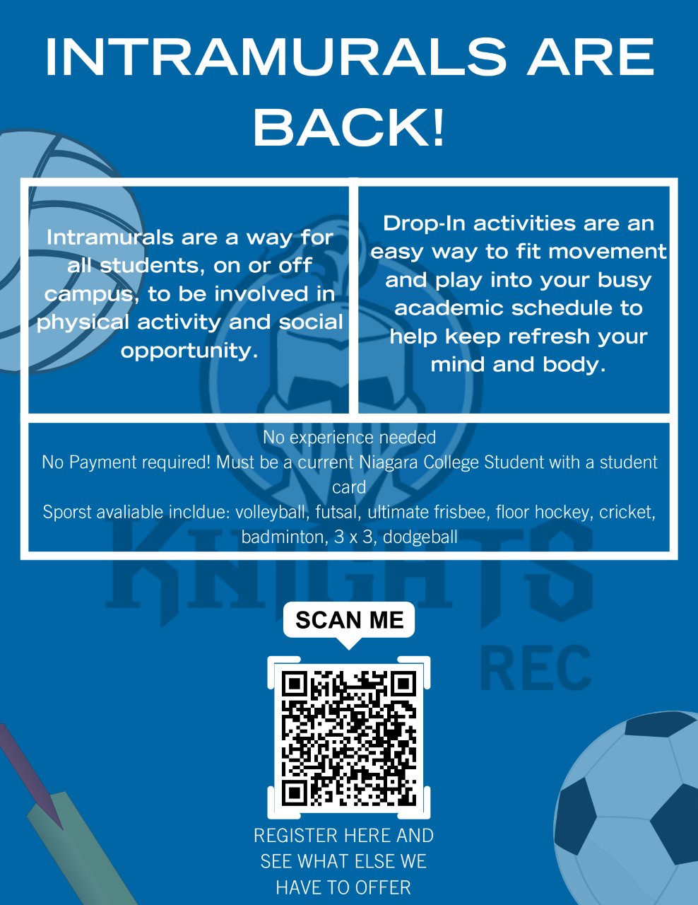 Athletics and Recreation Presents: Intramurals - Niagara College ...